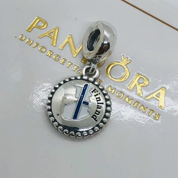 Pandora | Jewelry | Pandora Finland Flag Map Dangle Charm S925 Silver ...
